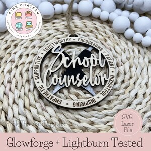 School Counselor Ornament SVG Laser Cut File Glowforge Lightburn Tested ...