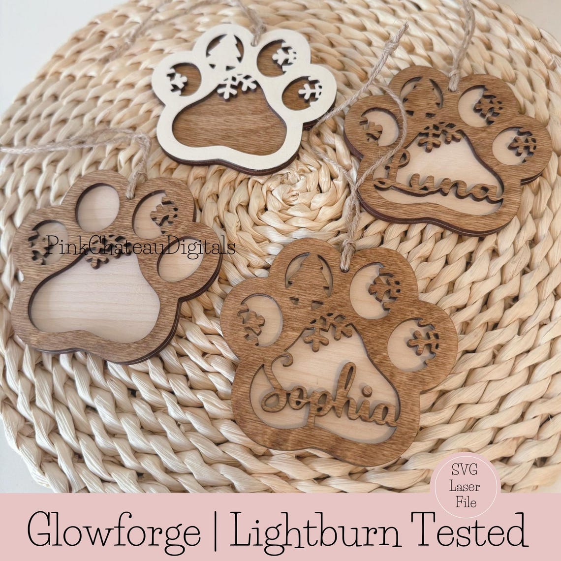 2 Versions Paw Print Pet Ornament | SVG Laser Cut File | Glowforge ...