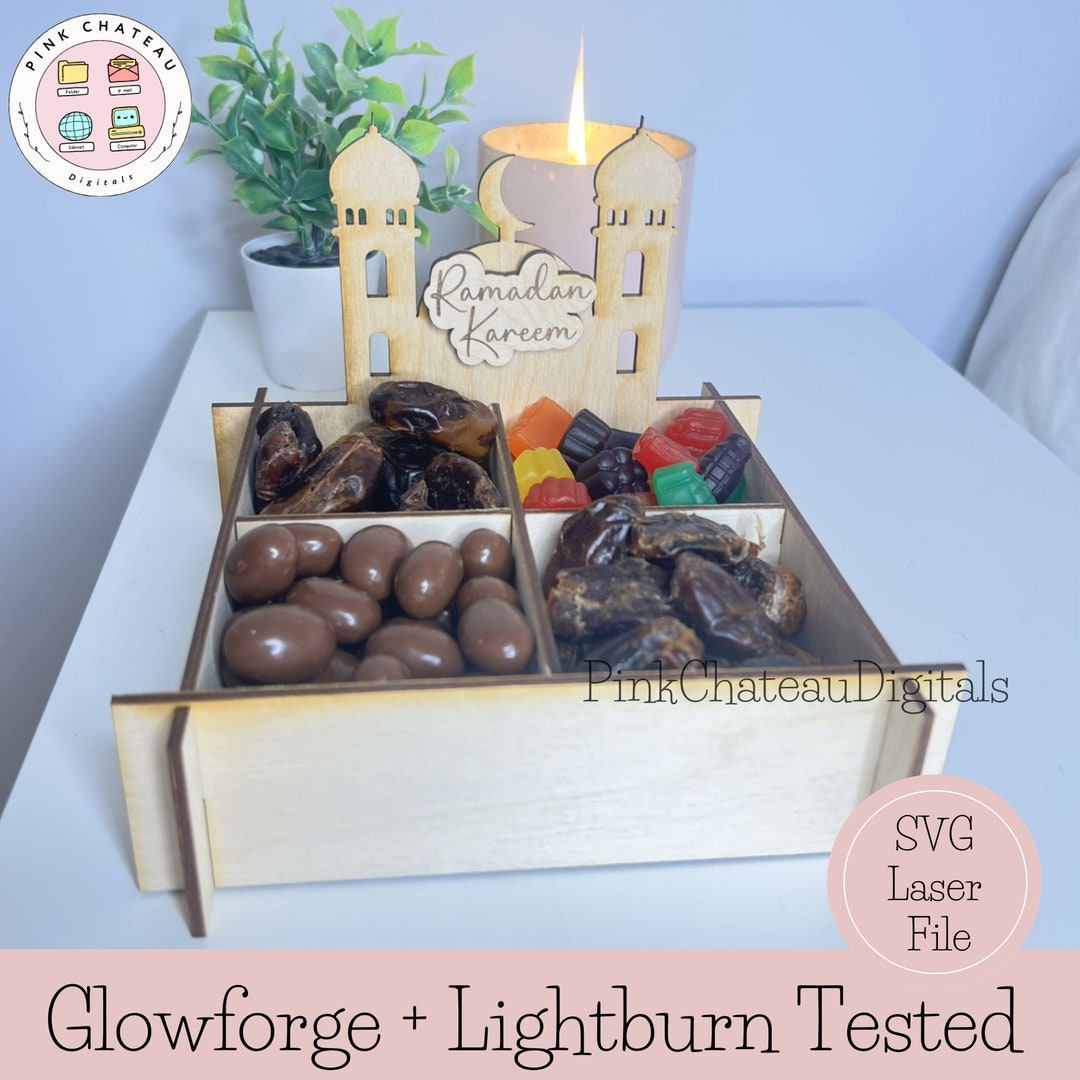 Wood Sectioned Box for Ramadan / Eid Mubarak | Gift Tag Islamic Laser ...