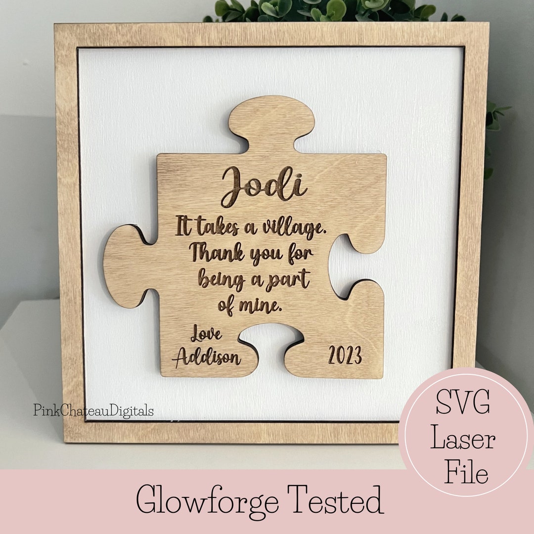 Teacher Puzzle Sign W/ Faux Frame Backing SVG Digital Laser Engraved ...