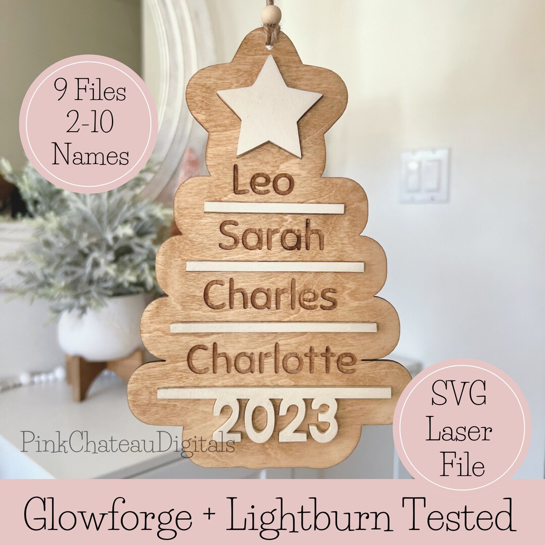 Name Ornament Tree Shape SVG Laser Engraved Cut File | Wood File ...