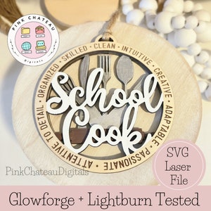 School Cook Ornament SVG Laser Cut File | Glowforge + Lightburn Tested ...