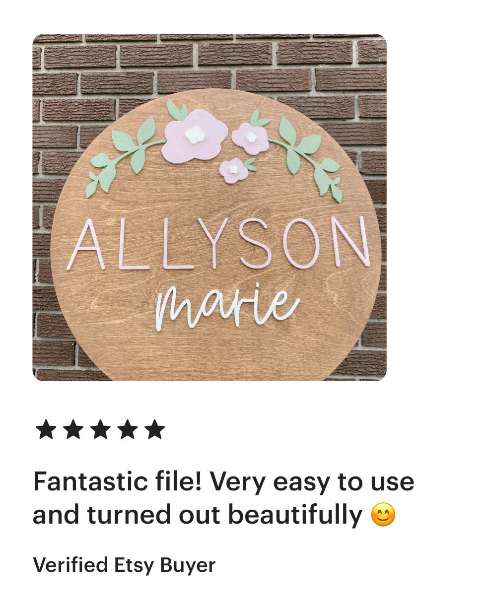 SVG Floral Border for Round Name Sign Laser Cut File | Glowforge Ready ...