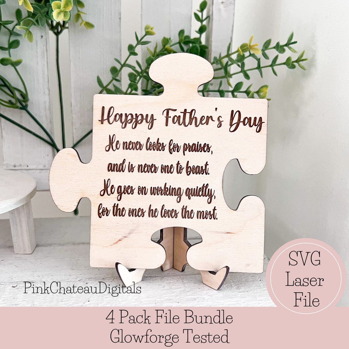 BUNDLE 4 X Fathers Day Puzzle Piece Poem Files Bonus Dad SVG Laser ...