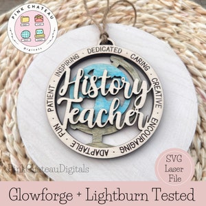 History Teacher Ornament SVG Laser Cut File | Glowforge + Lightburn ...