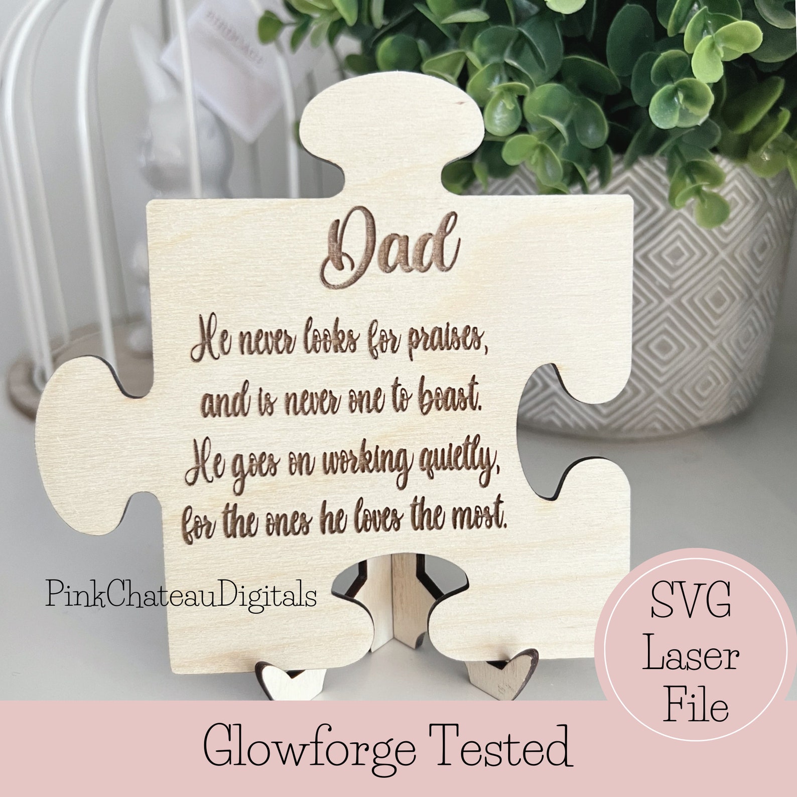 Dad Fathers Day Puzzle Piece Poem SVG Laser Engraved Cut File ...