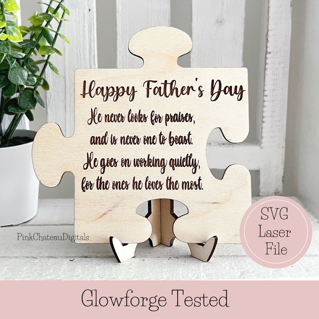 Fathers Day Puzzle Piece Poem SVG Laser Engraved Cut File ...