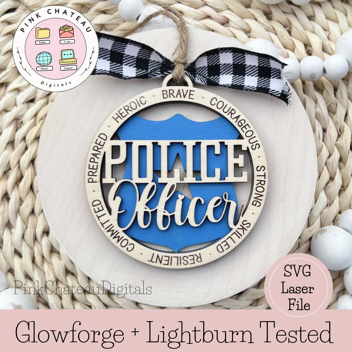 Police Officer Ornament SVG Laser Cut File | Glowforge + Lightburn ...