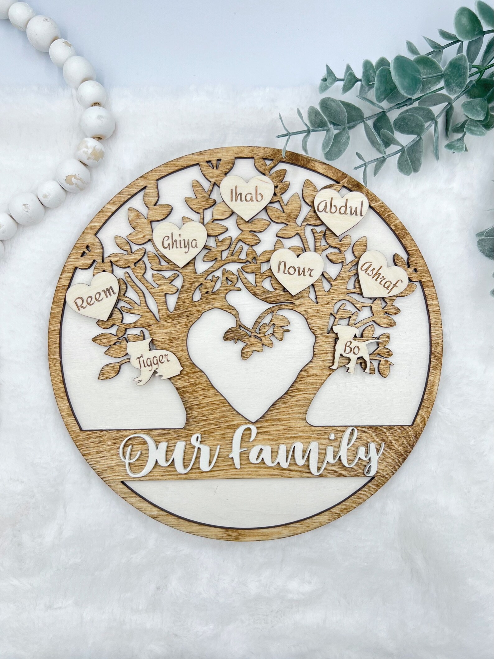 Interchangeable Our Family Tree SVG Laser Engraved Cut File | Grandkids ...