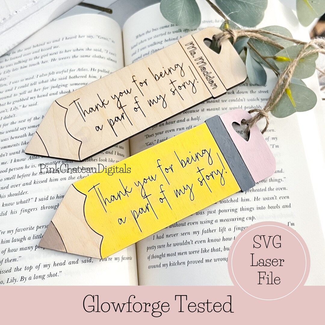 Teacher Pencil Bookmark QUICK 2min Cut and Score! | SVG Digital Laser ...