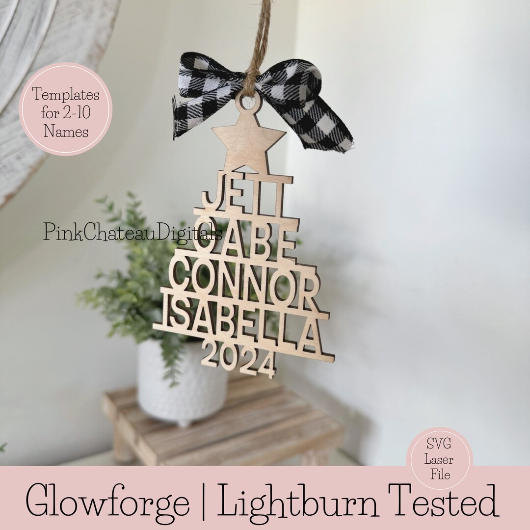2026 Family Name Ornament Tree Shape | 9 Ready Templates 2-10 Names SVG ...