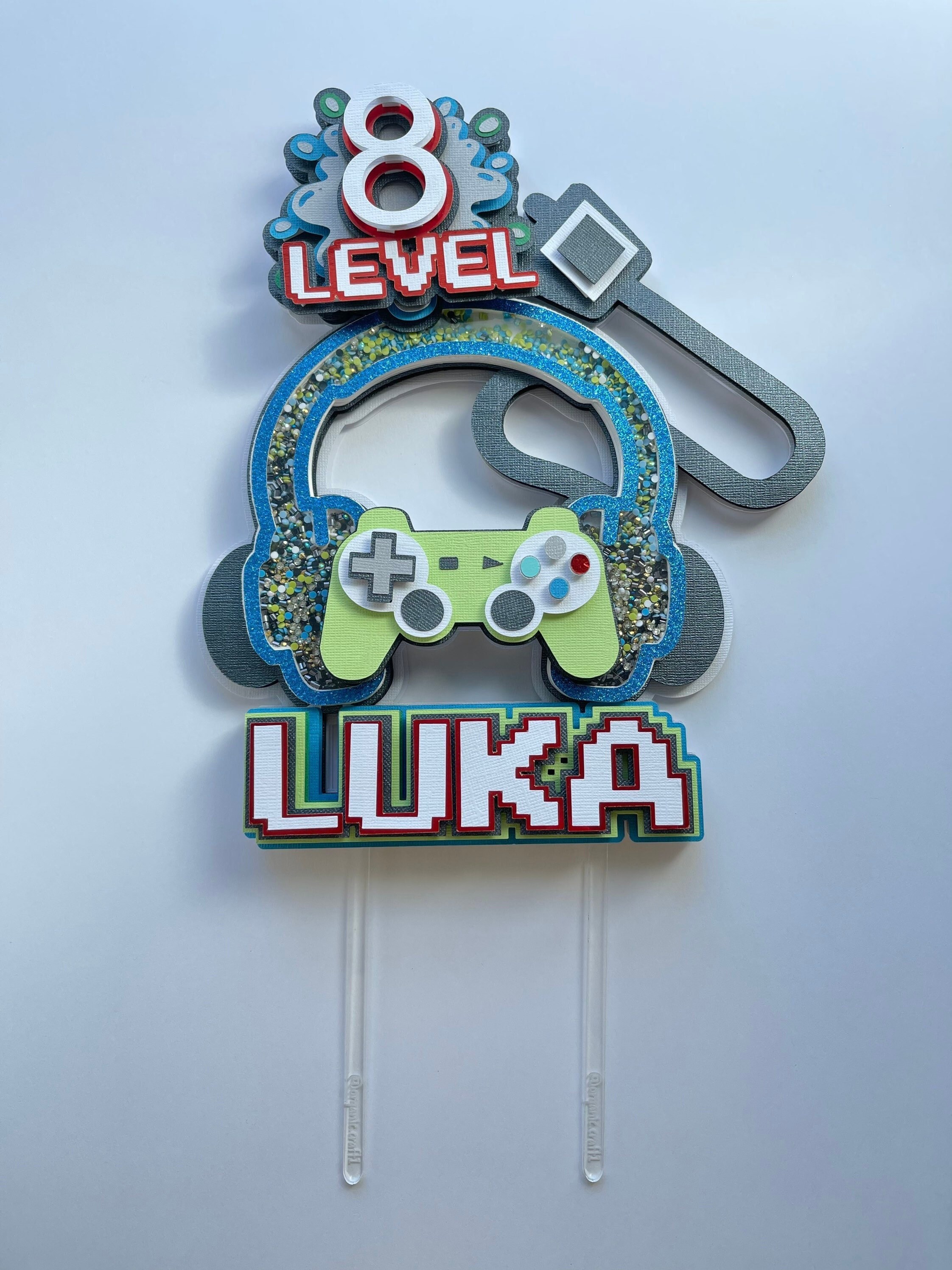 Gamer Theme Shaker Cake Topper, Gaming Birthday, Party Decoration ...