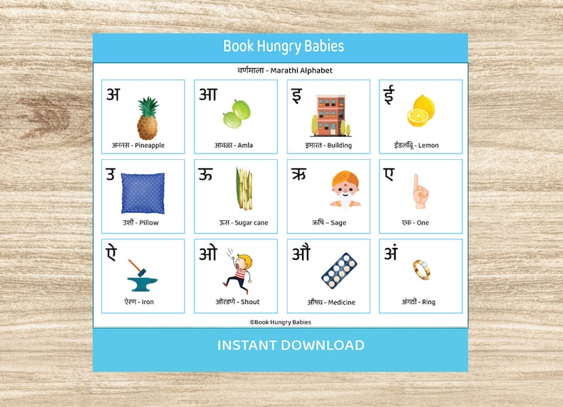 Printable Marathi Learning Binder, Teach Marathi Kids, Toddler Learning ...