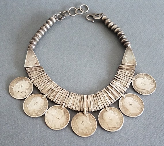 Vintage Silver Coin Necklace - Gem