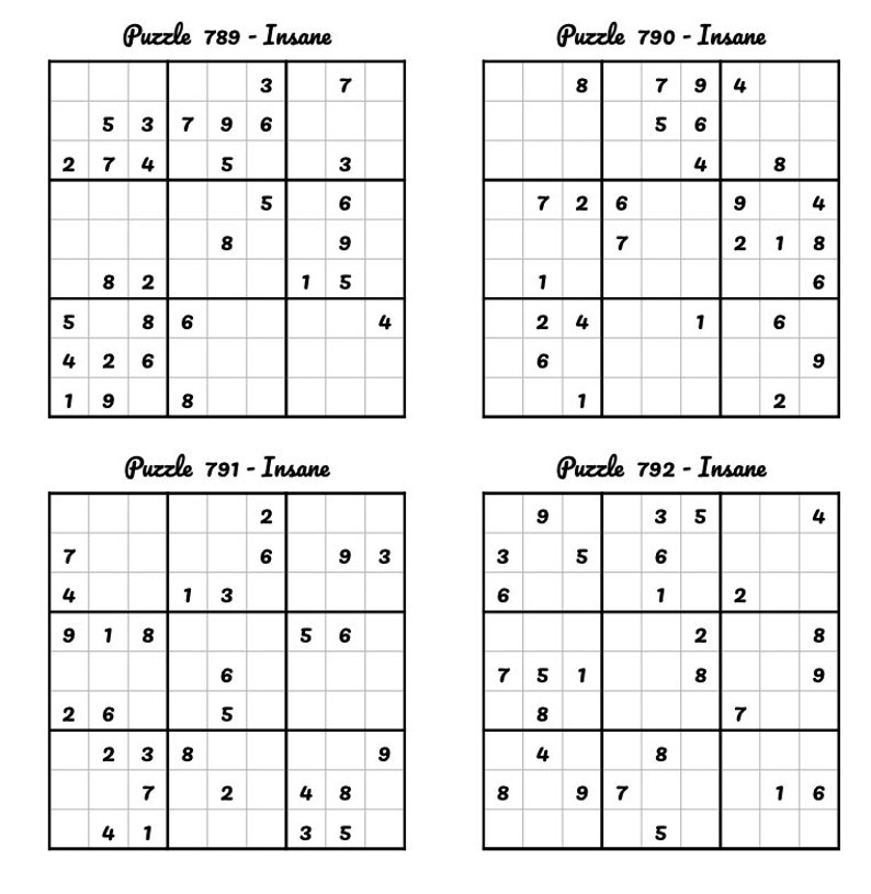 3000 Sudoku Puzzles, Printable Puzzle Pages, With Solutions, Digital ...