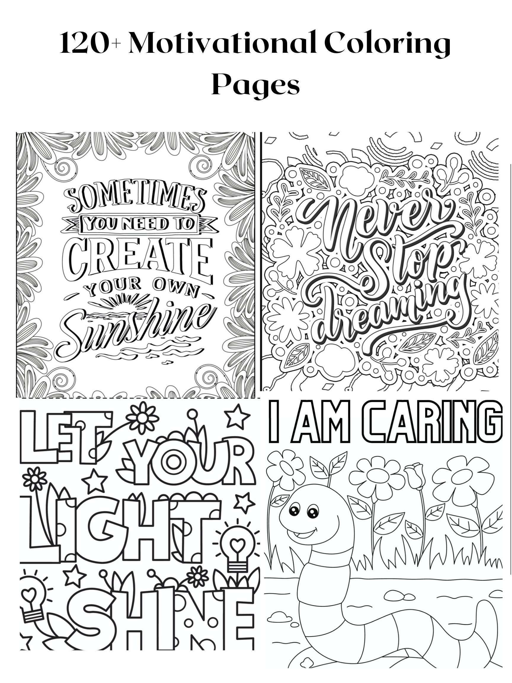 120 Motivational Coloring Pages for Kids & Adults, Printable Coloring ...