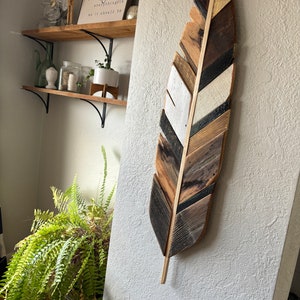 Feather Art, Rustic Reclaimed Wood Feather, Boho Decor, Farmhouse Decor ...