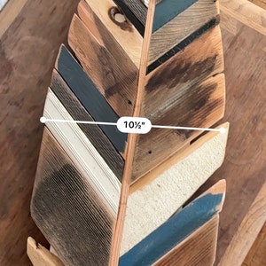 Medium Sized Reclaimed Wood Feather, Blue Accent, Boho Decor, Rustic ...