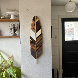 Feather Art, Rustic Reclaimed Wood Feather, Boho Decor, Farmhouse Decor ...
