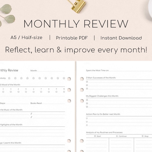 Printable Monthly Reflection Fillable Monthly Review - Etsy Canada