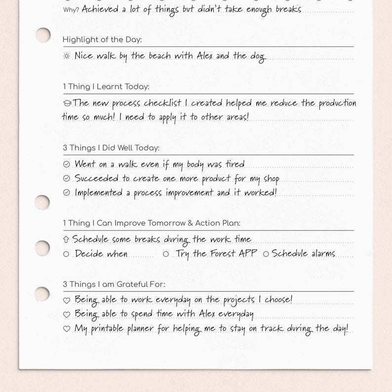 Daily Review Daily Reflection Growth Mindset Self-improvement Mood ...