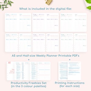 Weekly Planner A5 / Half-size 2 Page Undated Weekly Printable PDF ...