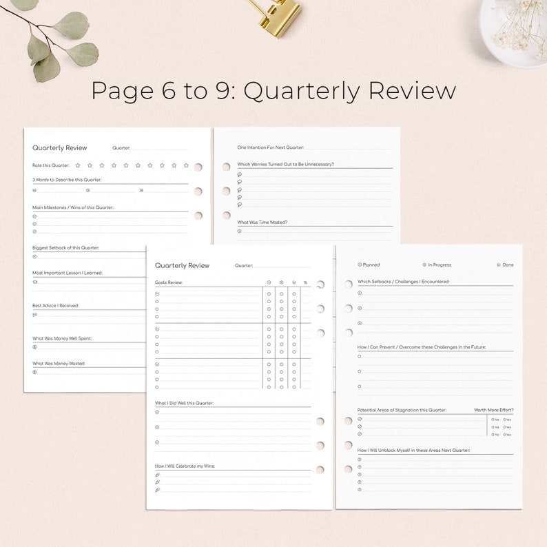 Review Bundle Daily Reflection Weekly Review Monthly - Etsy