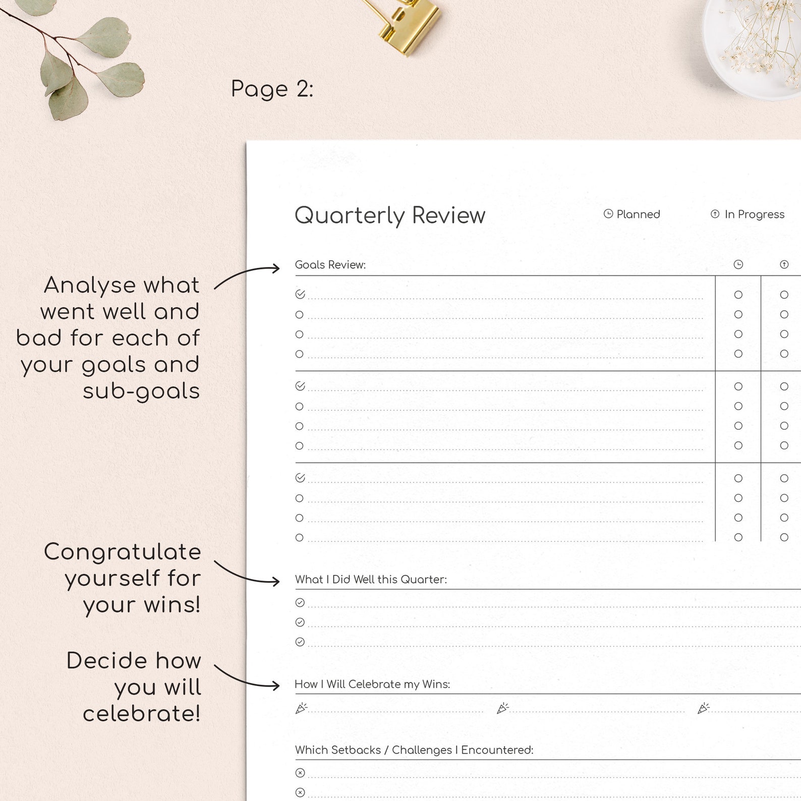 Quarterly Review Quarter Reflection Growth Mindset - Etsy UK