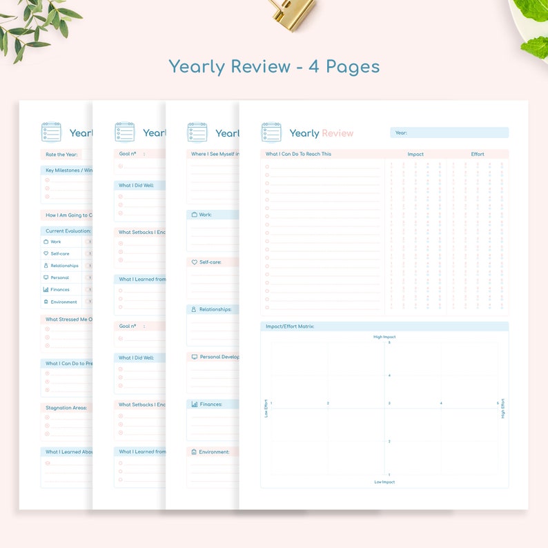 Review Bundle A4 / US Letter Printable PDF Daily Review Weekly Review ...