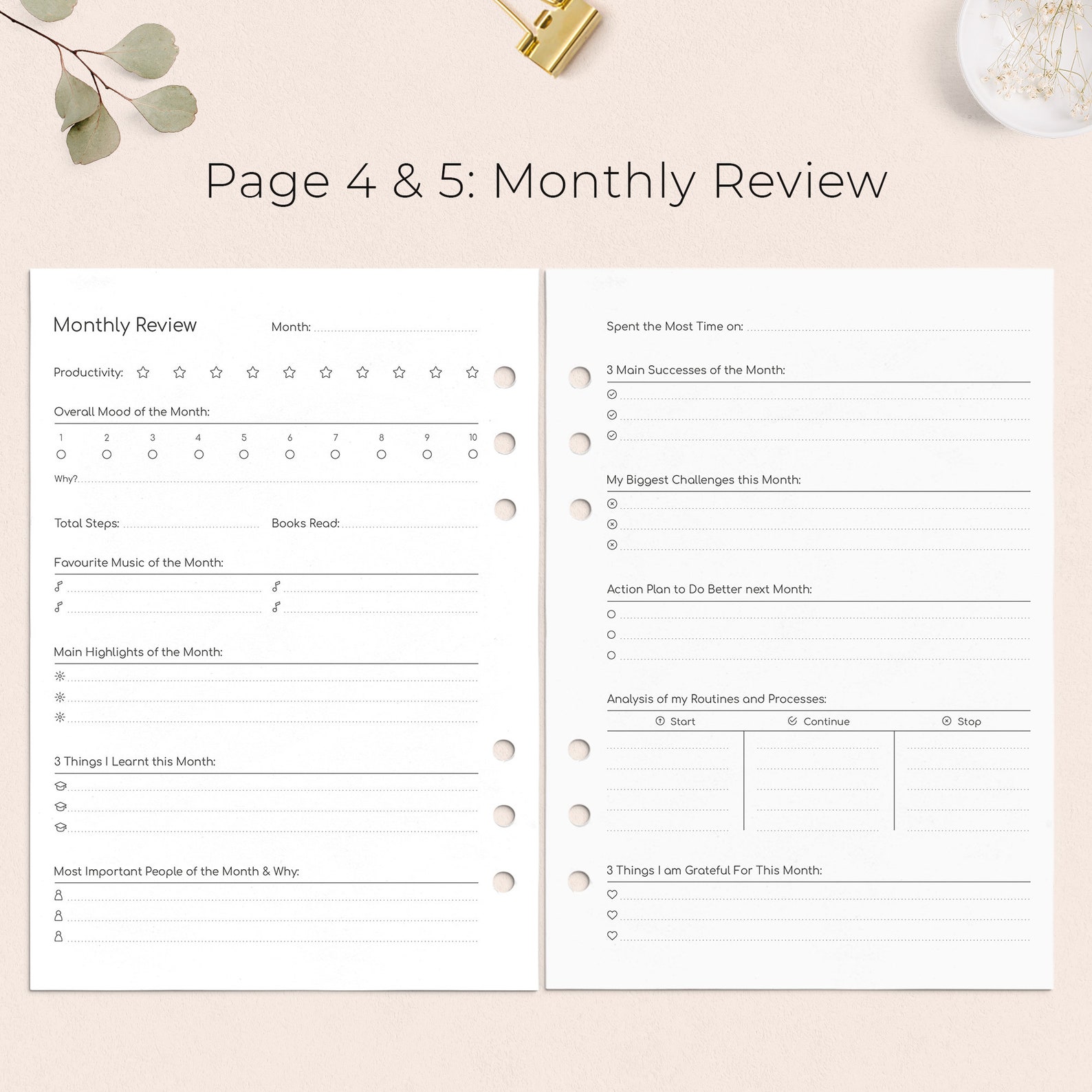 Review Bundle Daily Reflection Weekly Review Monthly - Etsy