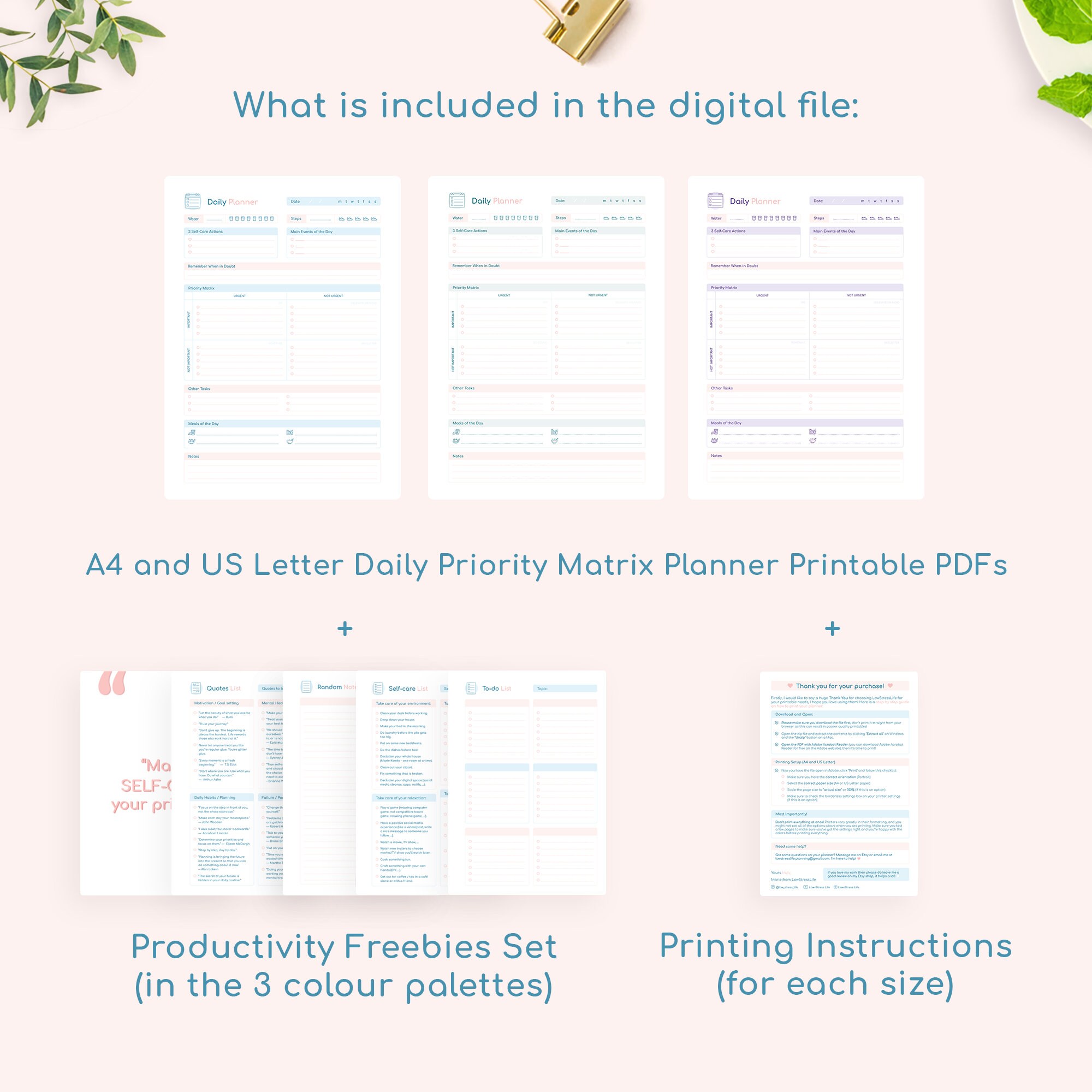 Daily Planner A4 / US Letter Priority Matrix Printable PDF Eisenhower ...