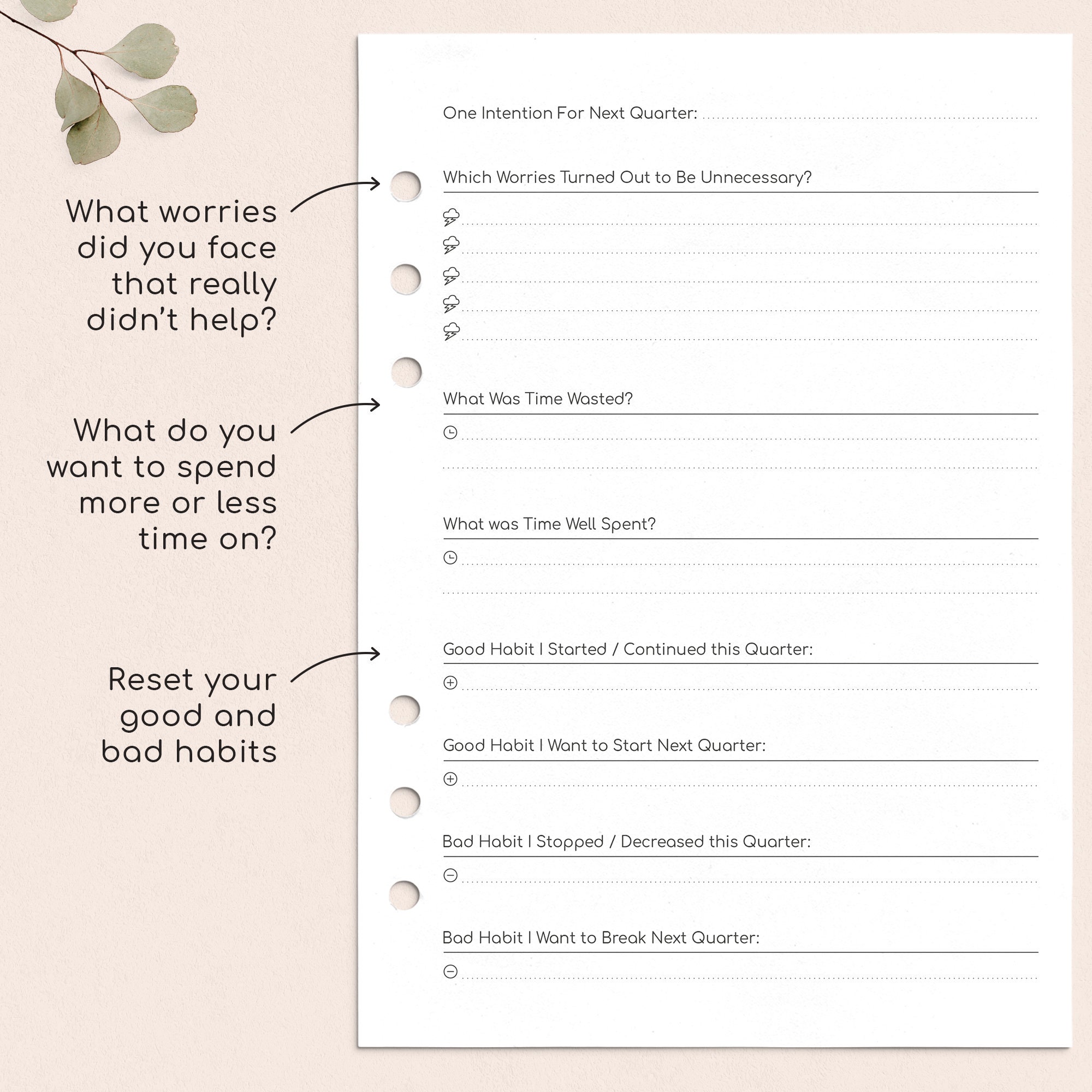 Quarterly Reflection A5 / Half-size Quarterly Review Printable PDF ...