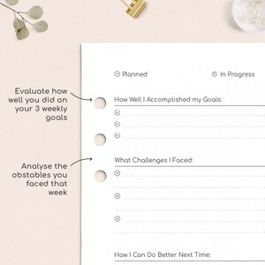 Weekly Review, Weekly Reflection Gratitude Journal Growth Mindset Self ...