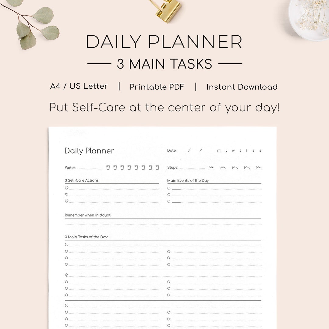 Daily Planner A4 / US Letter Minimal Undated Printable PDF - Etsy
