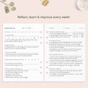 Weekly Review, Weekly Reflection Gratitude Journal Growth Mindset Self ...