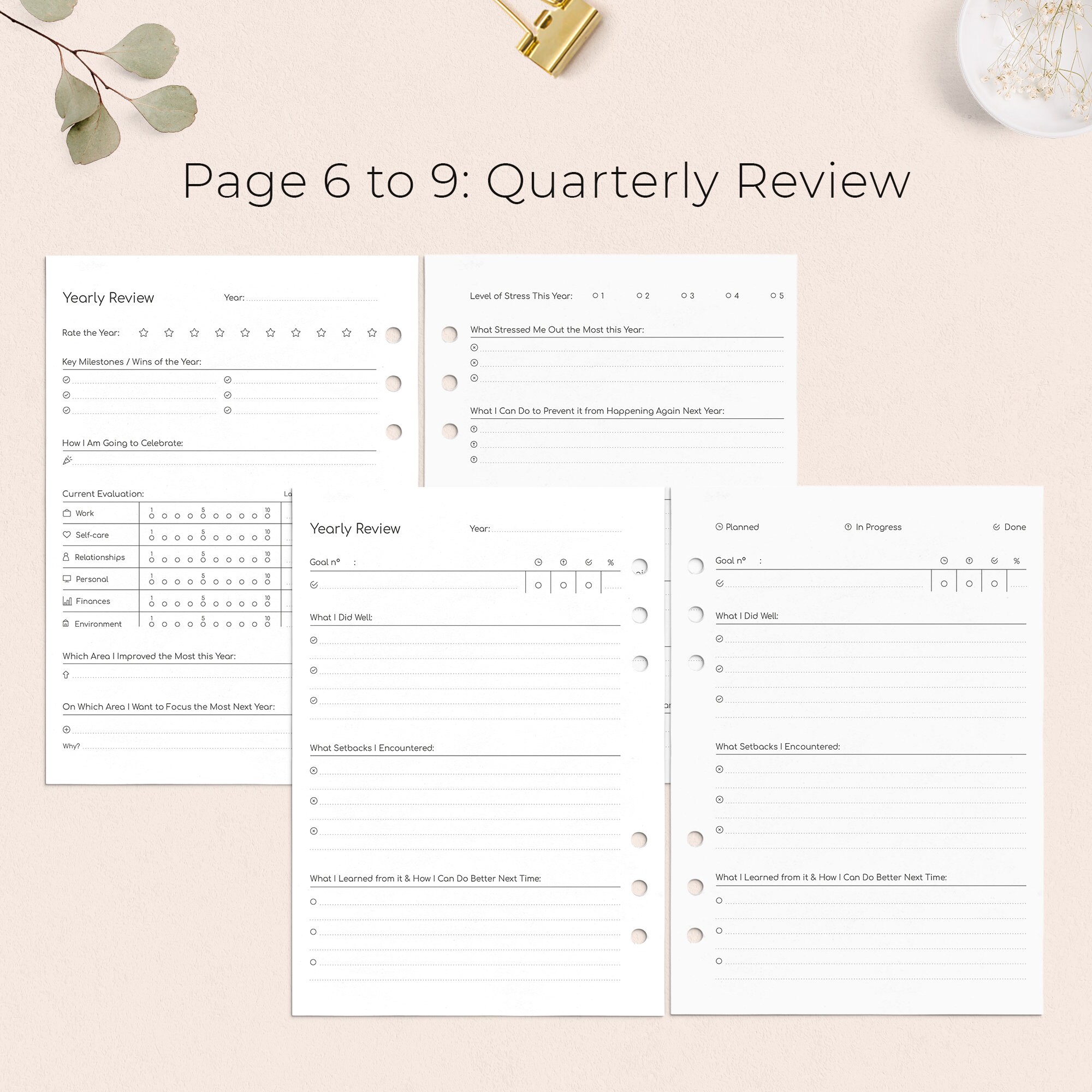 Review Bundle Daily Reflection Weekly Review Monthly - Etsy