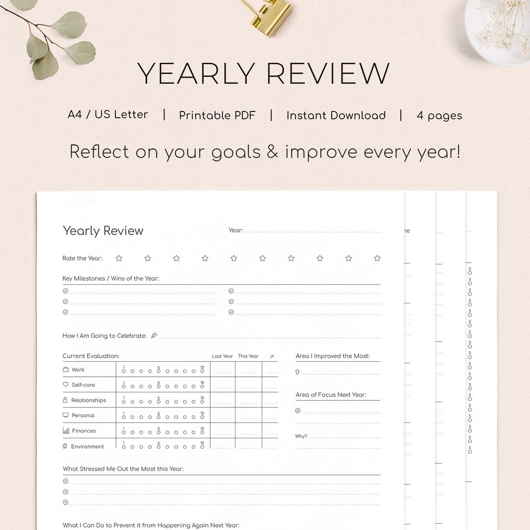 Yearly Review Year Reflection Growth Mindset Year in Review Gratitude ...