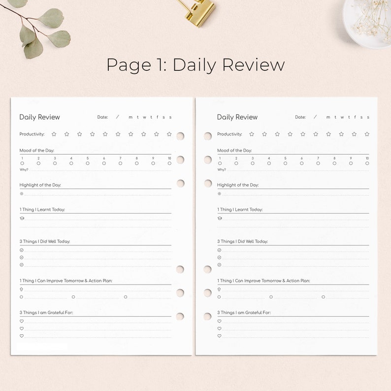 Review Bundle Daily Reflection Weekly Review Monthly - Etsy
