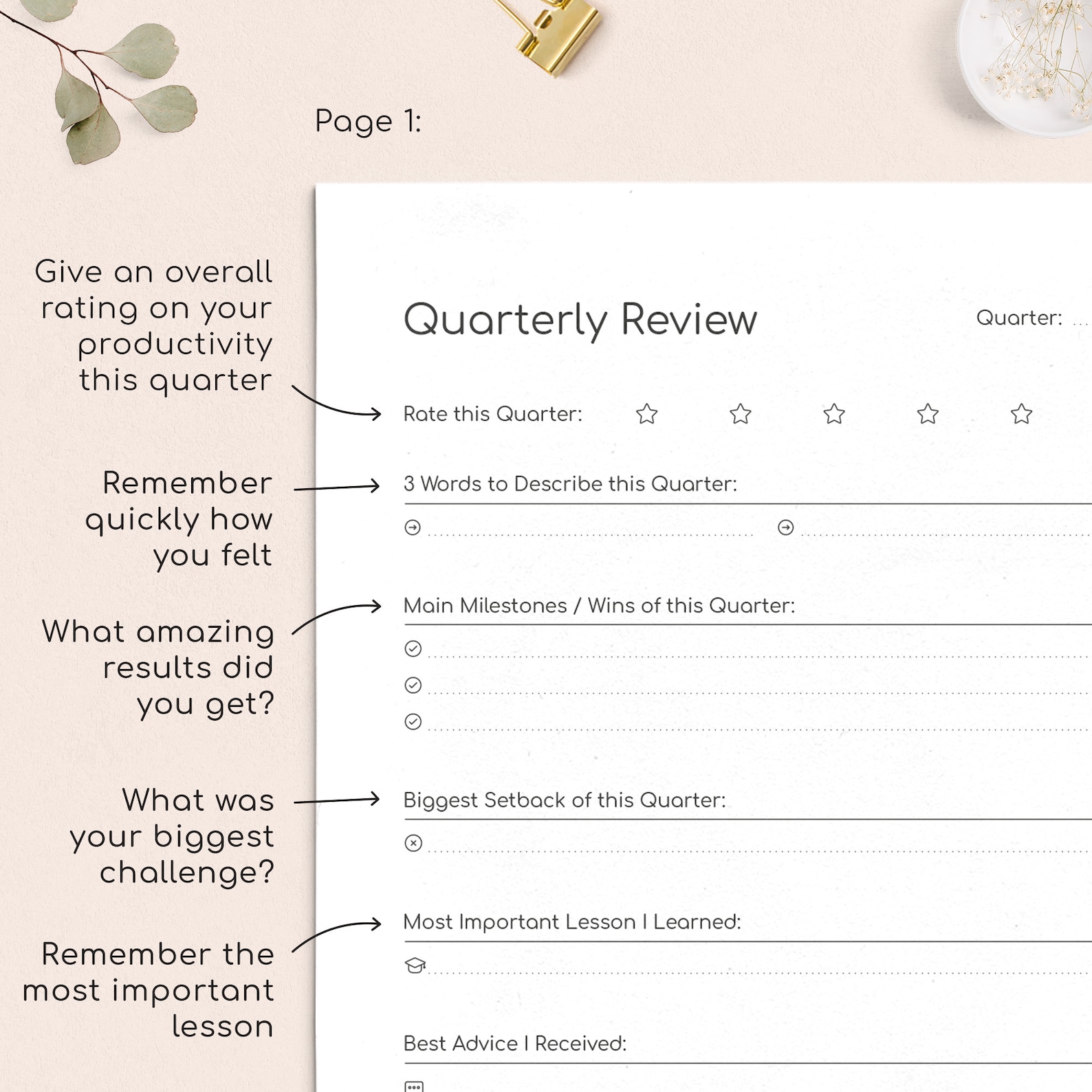 Quarterly Review Quarter Reflection Growth Mindset - Etsy UK