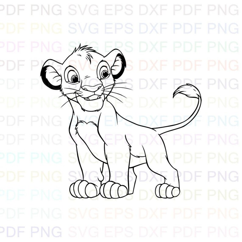 Simba_the_lion_king_15 Svg Outline Dxf Eps Pdf Png, Cricut, Cutting ...