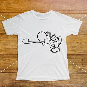 Yoshi_super_mario_bros Svg Outline Dxf Eps Pdf Png, Cricut, Cutting ...