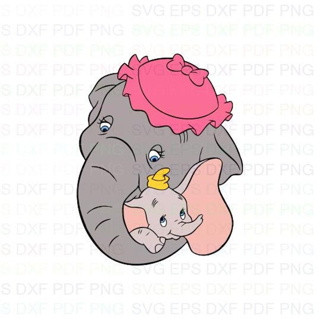 Dumbo_with_his_jumbo_mother_faces_dumbo Svg Dxf Eps Pdf Png, Cricut ...