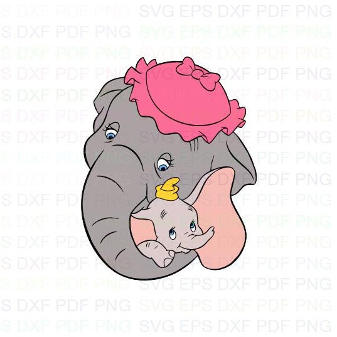 Dumbo_with_his_jumbo_mother_faces_dumbo Svg Dxf Eps Pdf Png, Cricut ...