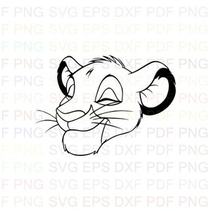 Simba_The_Lion_King_12 SVG Umriss Dxf Eps Pdf Png, Cricut, Plotterdatei, Vektor, Clipart ...