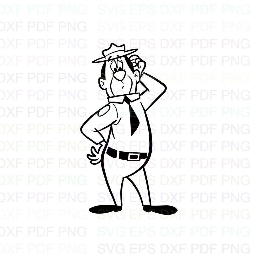 Ranger_smith_thinking_yogi_bear Svg Outline Dxf Eps Pdf Png, Cricut ...