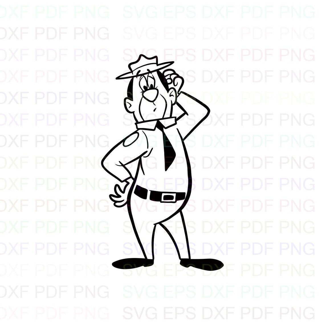Ranger_smith_thinking_yogi_bear Svg Outline Dxf Eps Pdf Png, Cricut, Cutting File, Vector ...