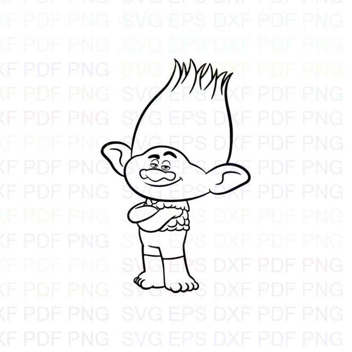 Branch_trolls Svg Outline Dxf Eps Pdf Png, Cricut, Cutting File, Vector ...