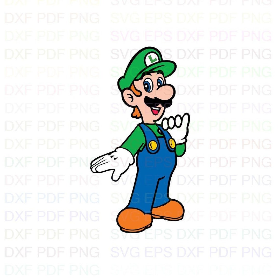 Luigi_super_mario Svg Dxf Eps Pdf Png, Cricut, Cutting File, Vector ...