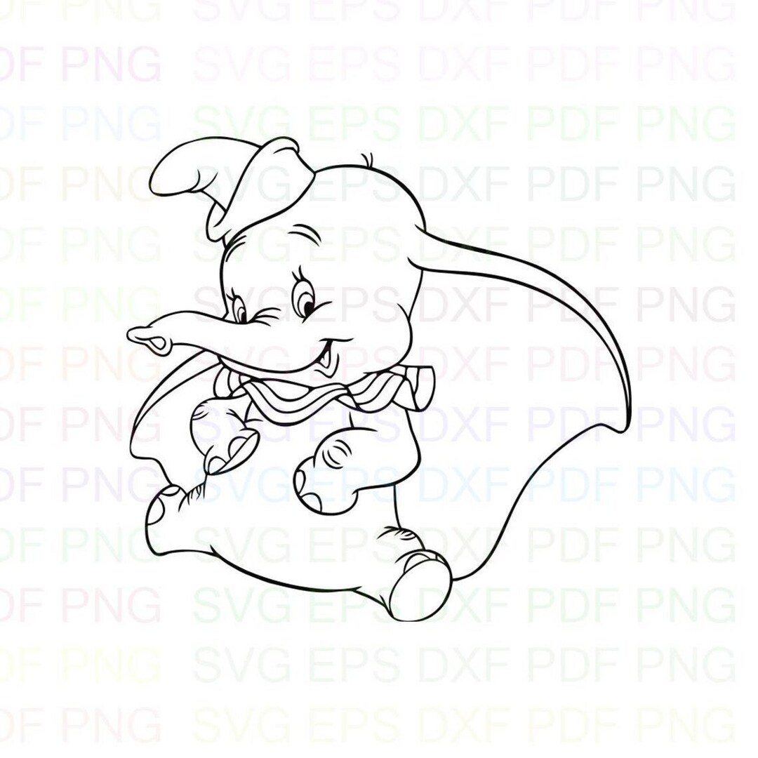 Dumbo_baby_elephant_4 Svg Outline Dxf Eps Pdf Png, Cricut, Cutting File ...