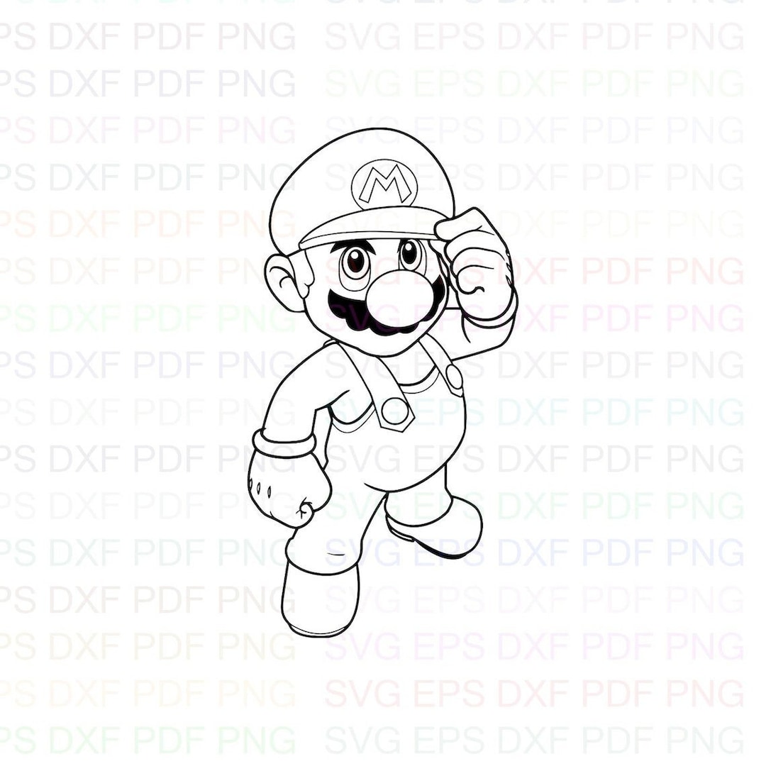 Super_mario Svg Outline Dxf Eps Pdf Png, Cricut, Cutting File, Vector ...